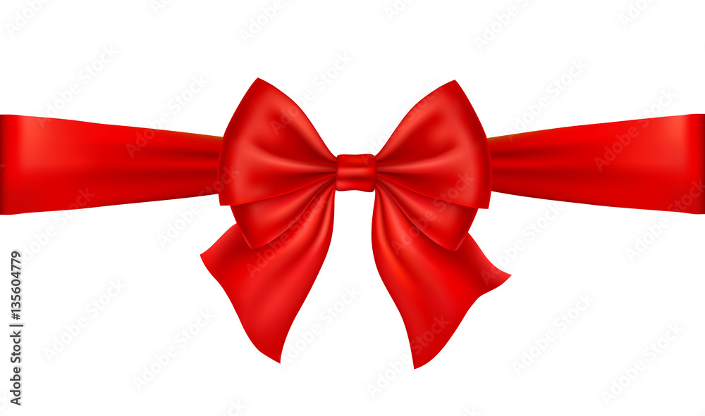 Realistic red bow isolated on white background. Ribbon. Stock Vector ...