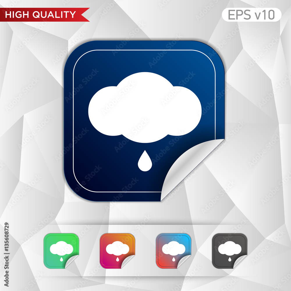 Rain icon. Button with rain cloud icon. Modern vector. Stock Vector ...