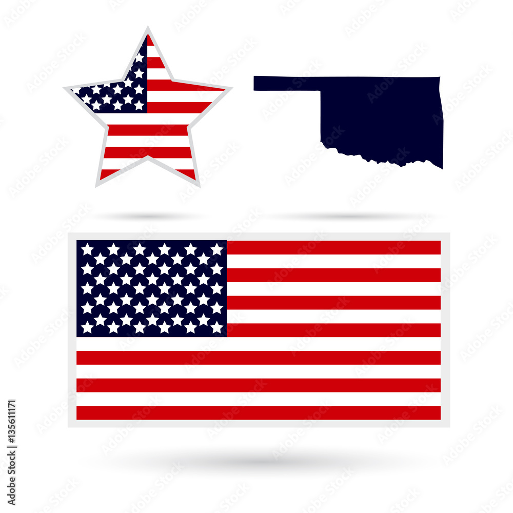 Map of the U.S. state of Oklahoma on a white background. America Stock ...