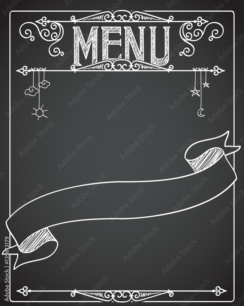 Menu / Chalkboard menu board with empty text space Stock Vector | Adobe ...