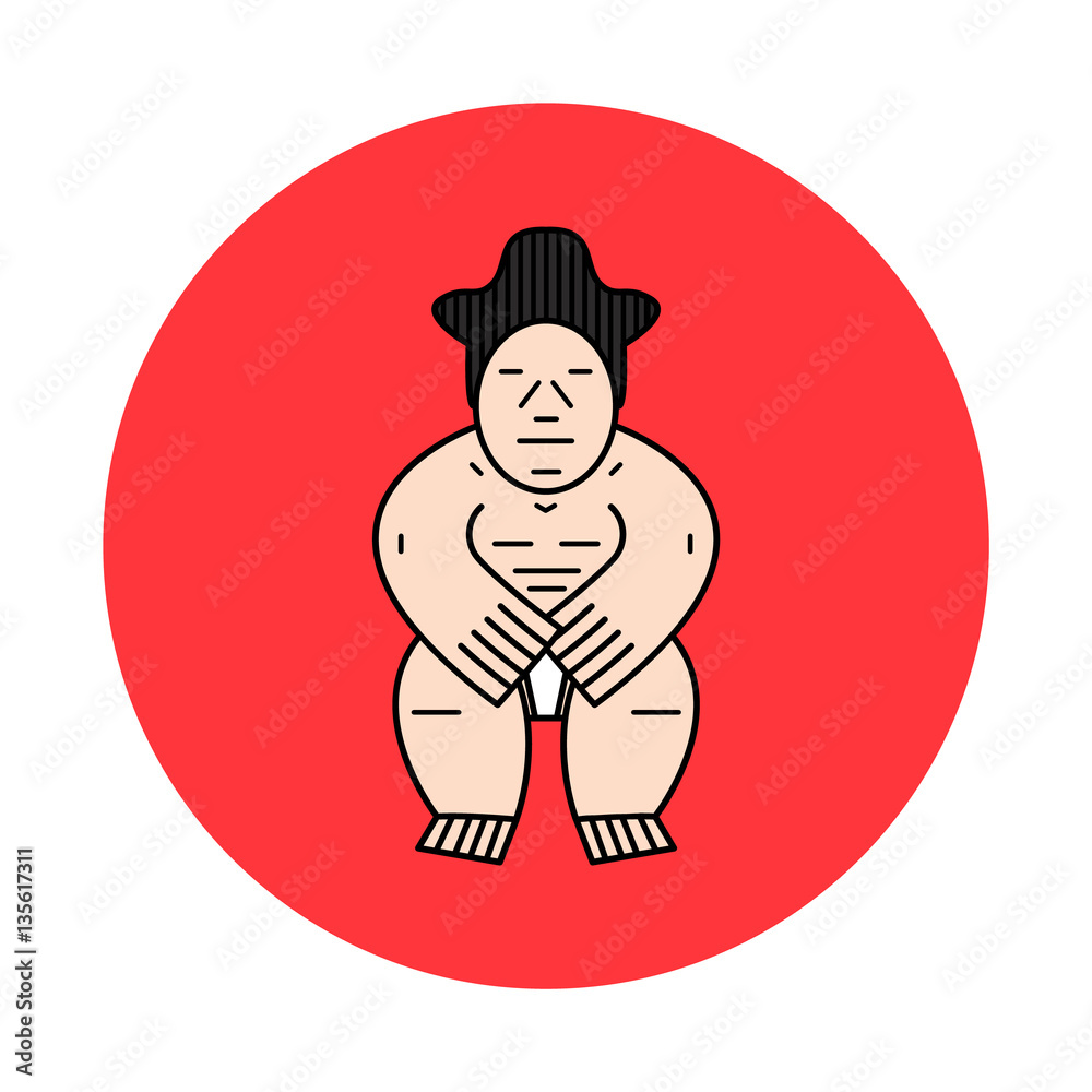 Sumo wrestler with japanese flag on the background Stock Vector | Adobe ...