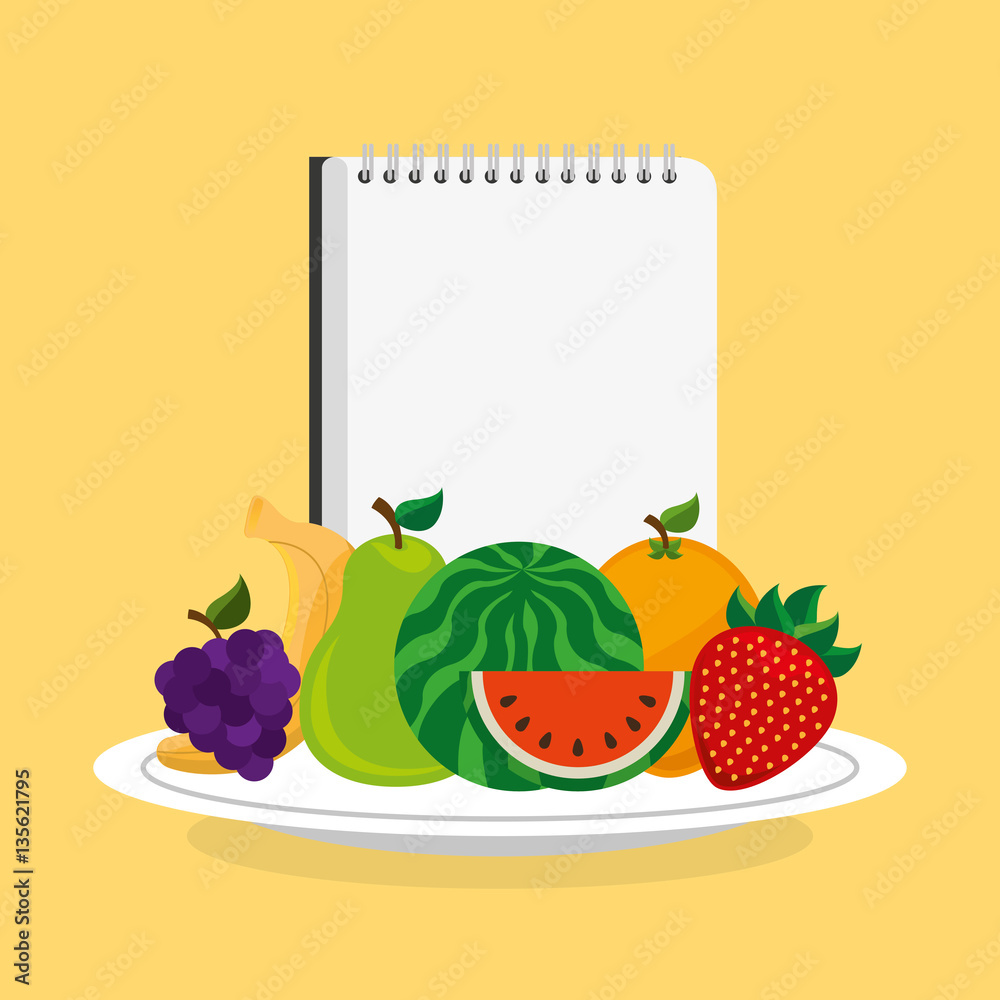 tropical fruits fresh menu vector illustration design Stock Vector ...