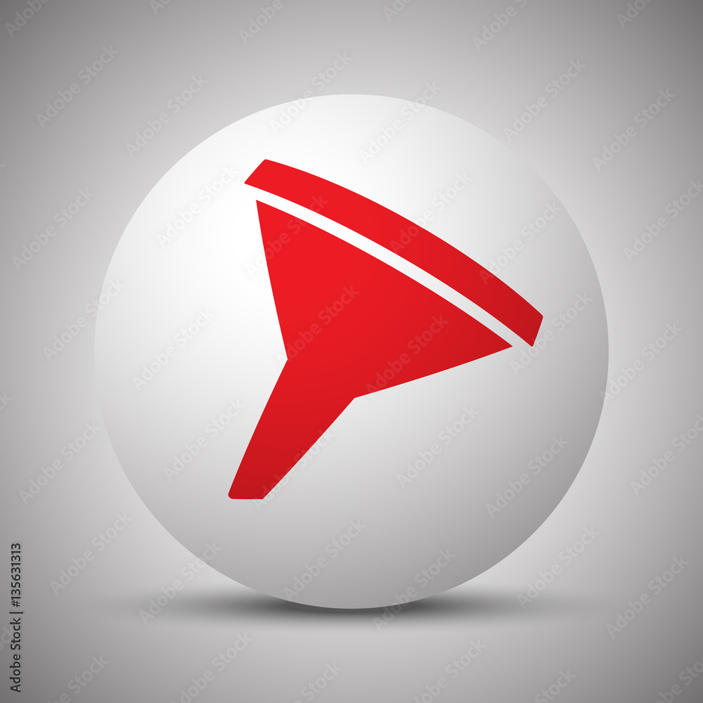 Red Funnel icon on white sphere Stock Vector | Adobe Stock