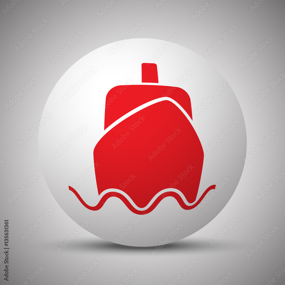 Red Boat icon on white sphere Stock Vector | Adobe Stock