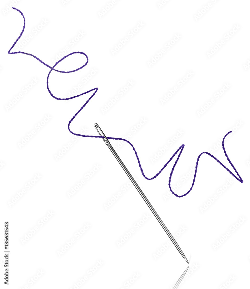 needle with a thread close up isolated on white background Stock Photo ...