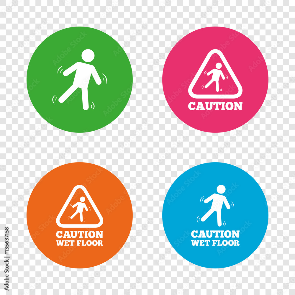 Caution wet floor icons. Human falling signs. Stock Vector | Adobe Stock