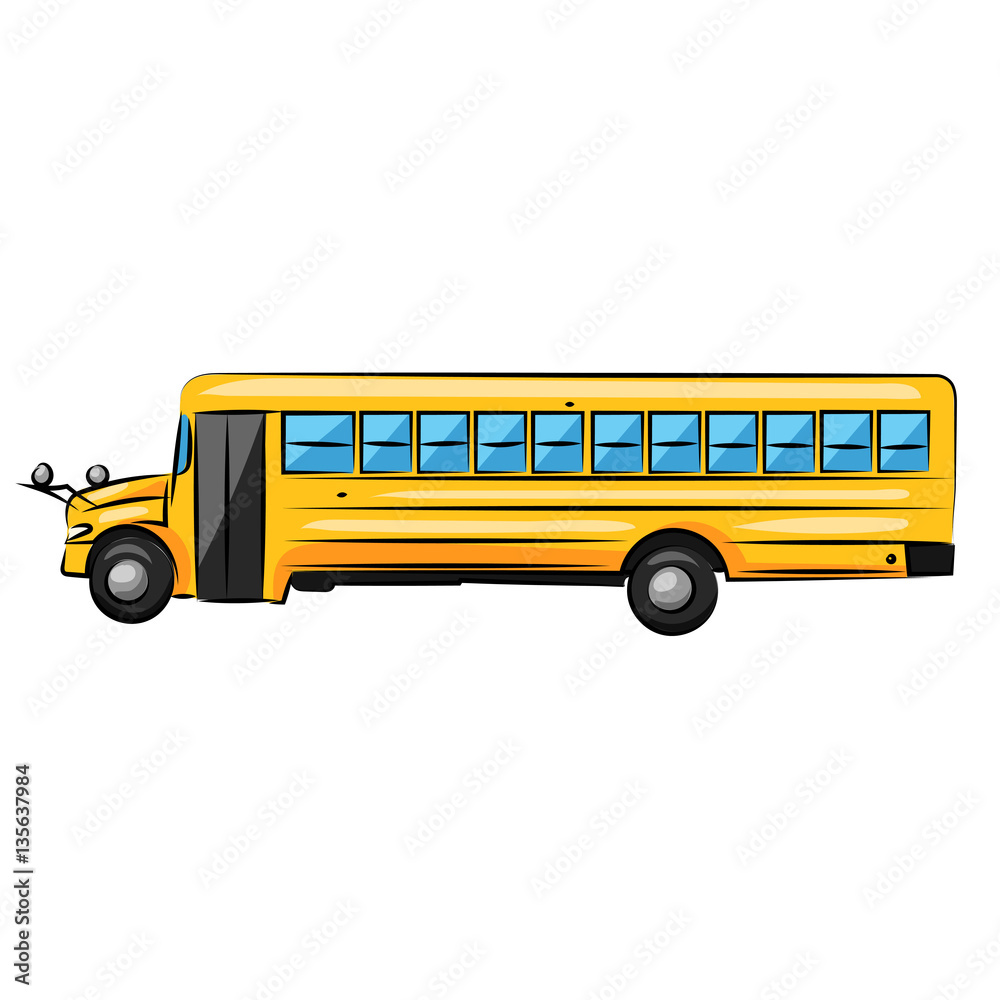 big yellow school bus isolated at the white background Stock Vector ...