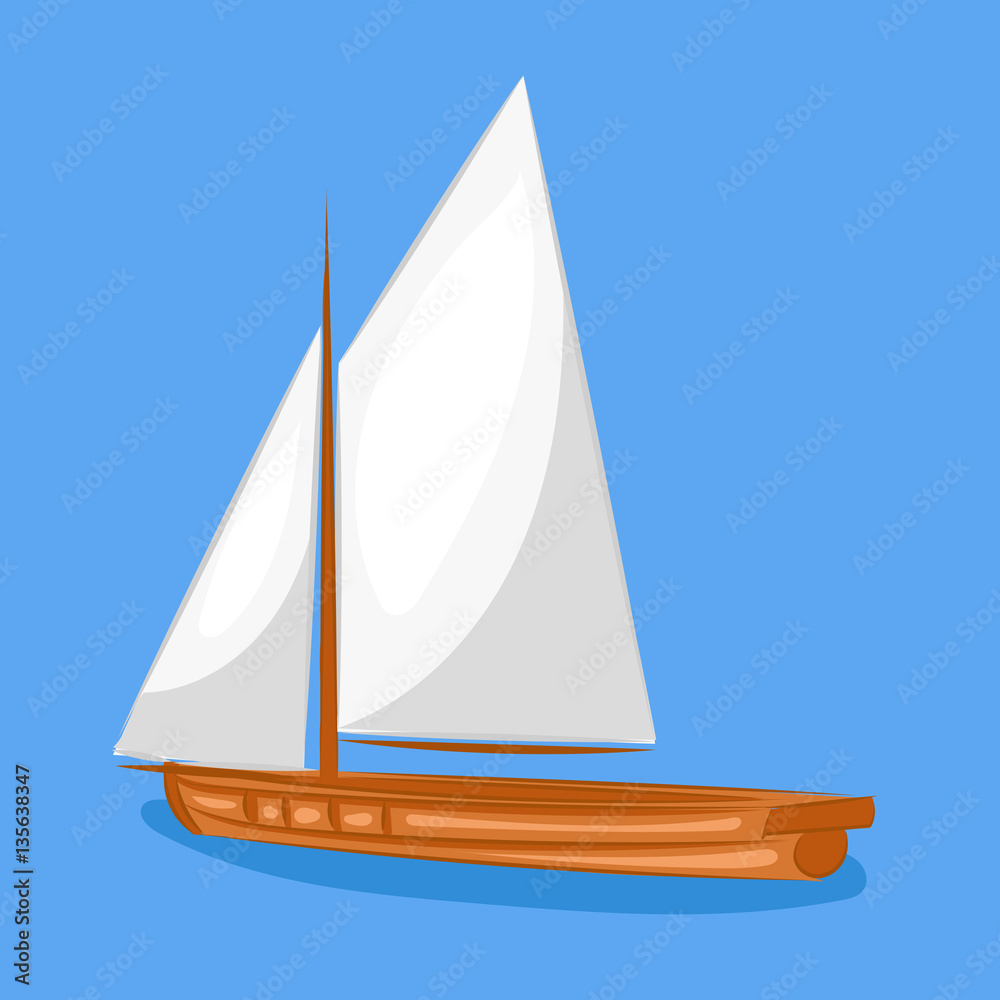 cartoon red sailing ship at the blue background Stock Vector | Adobe Stock