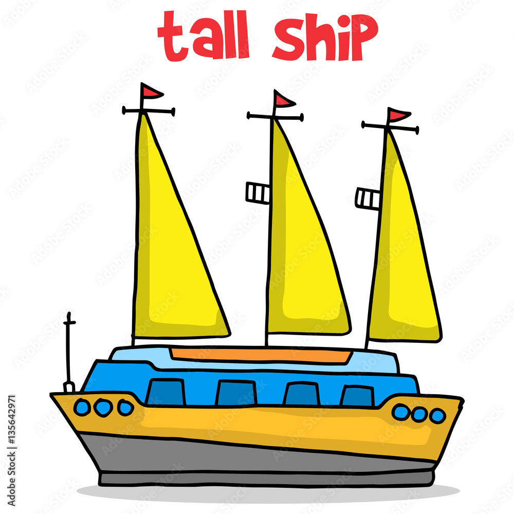 Transport of tall ship cartoon Stock Vector | Adobe Stock