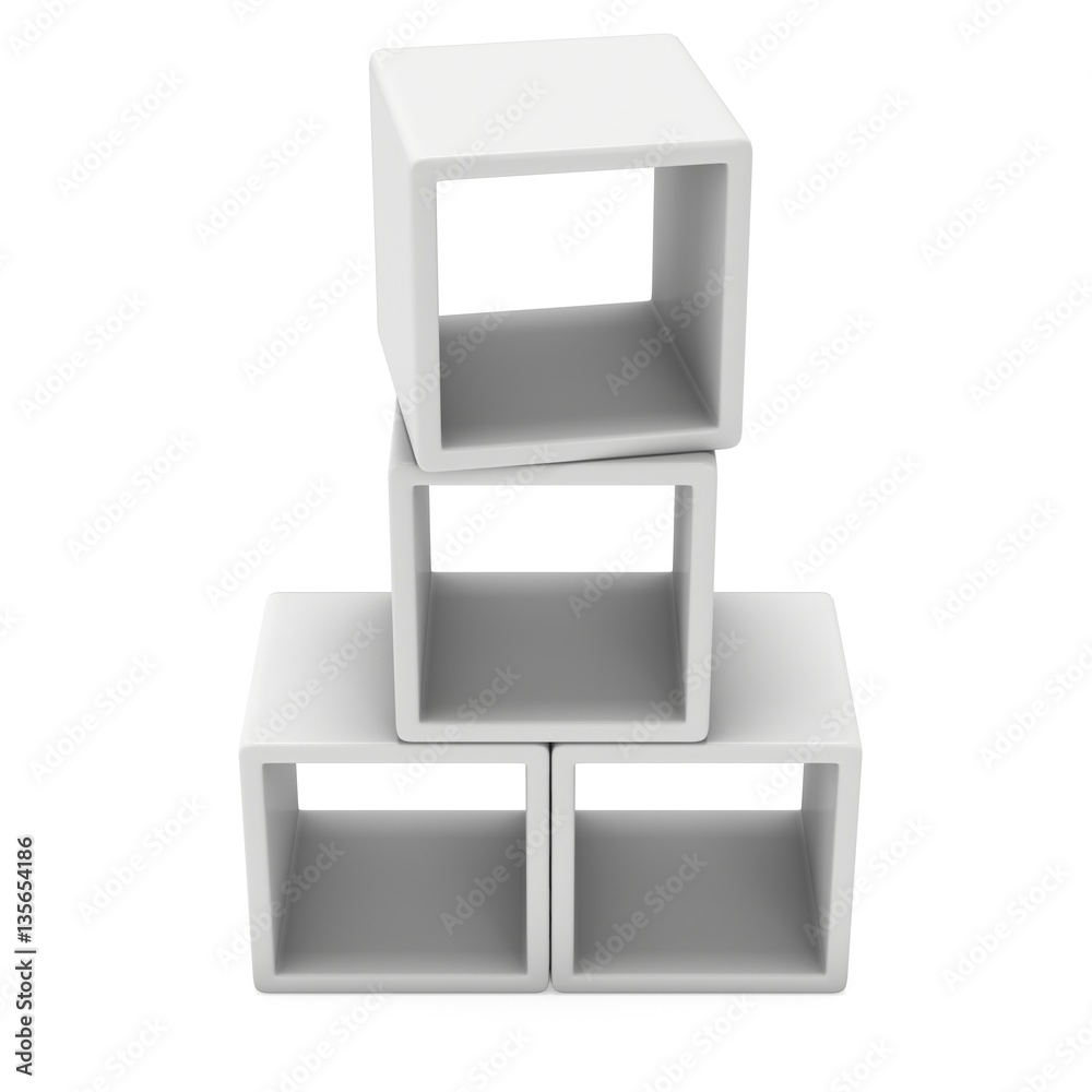 Product display boxes. 3D render isolated on white. Platform or Stand ...