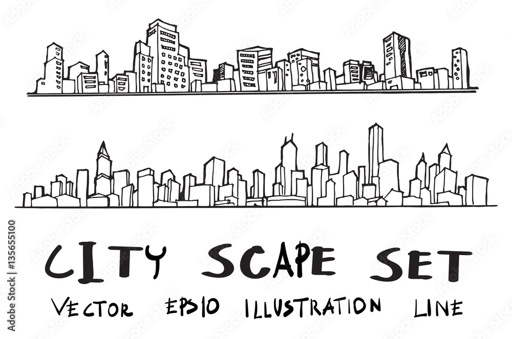 Cityscape Vector Illustration Line Sketched Up eps10 Stock Vector ...