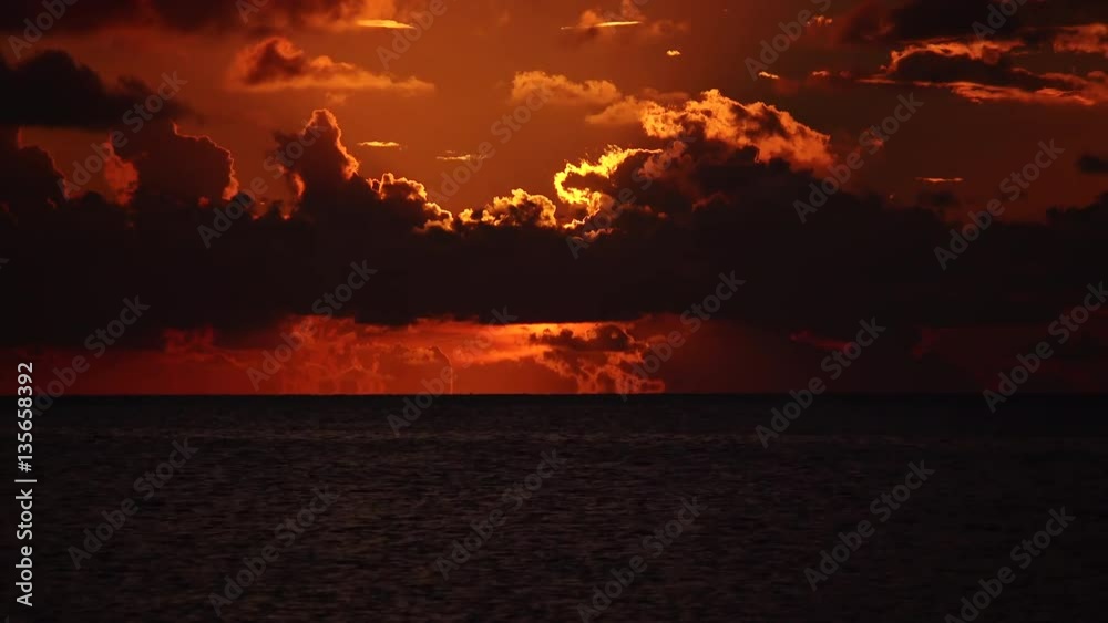 Tropical sunset over the Gulf of Mexico in the Florida Keys, time lapse ...