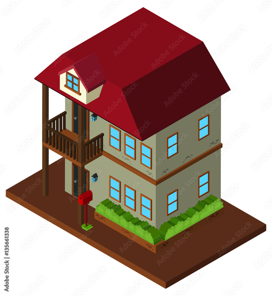 3D design for two stories house Stock Vector | Adobe Stock