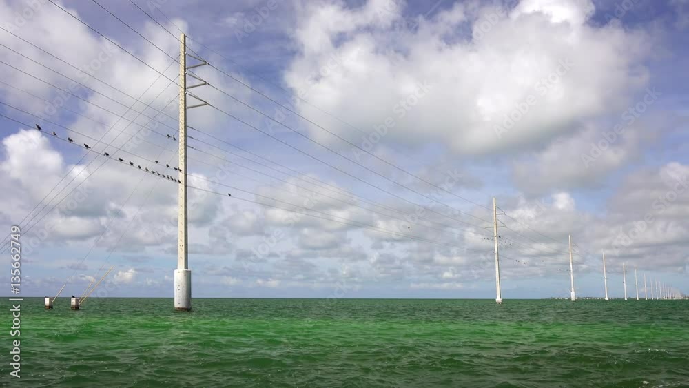 Electric power lines in ocean bring electricity to the islands in the ...