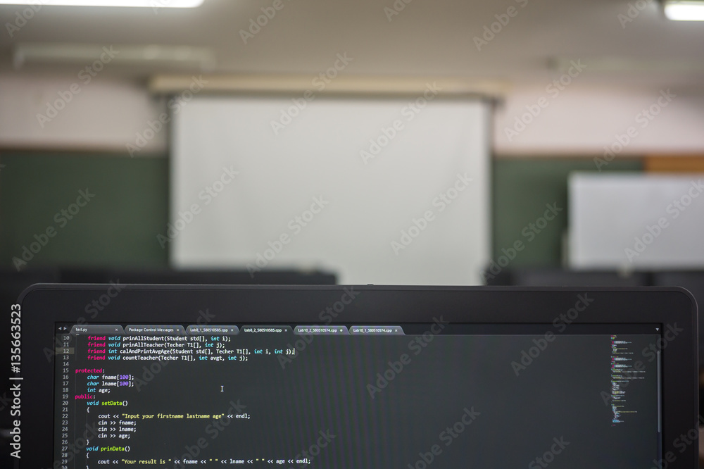 Programming Codes Classroom Computer Education Empty Classroom