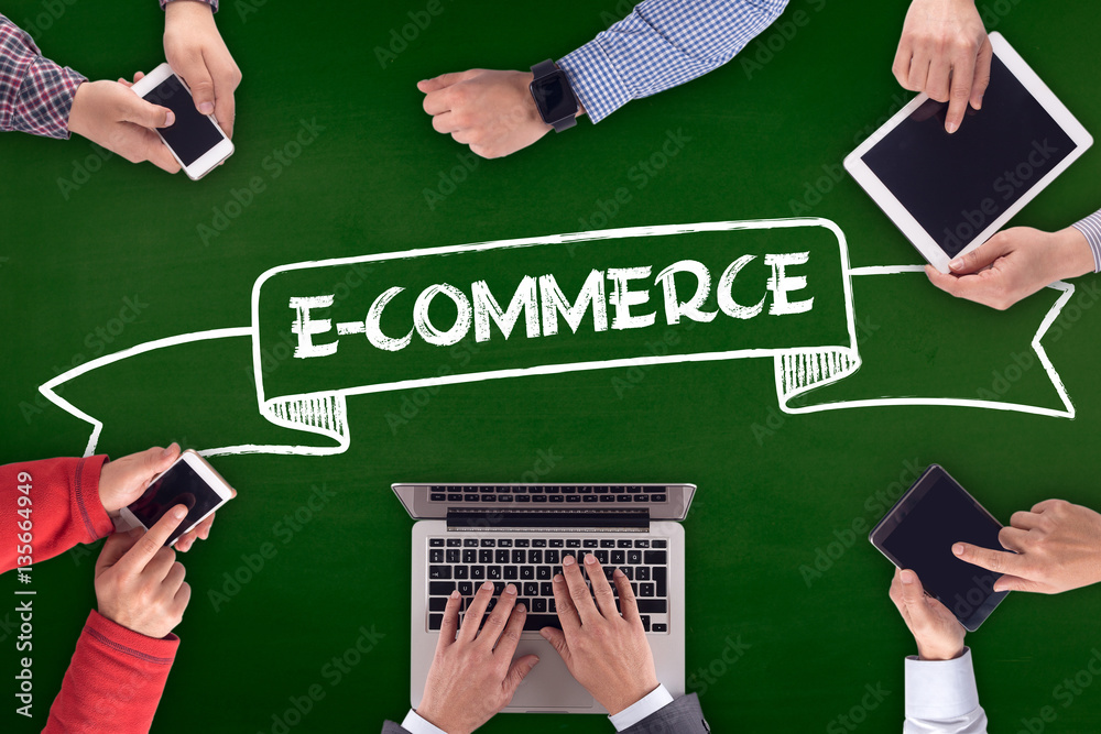 Group of Diverse People with E-COMMERCE Concept Stock Photo | Adobe Stock