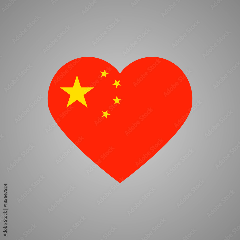 China flag heart Stock Vector | Adobe Stock