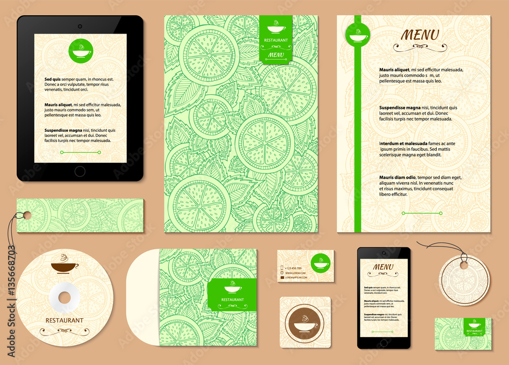 Corporate identity. Menu and Business cards for cafe and restaurant ...