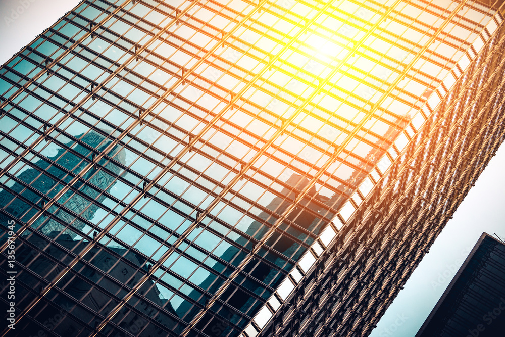 Commercial building with sun ray on right corner Stock Photo | Adobe Stock