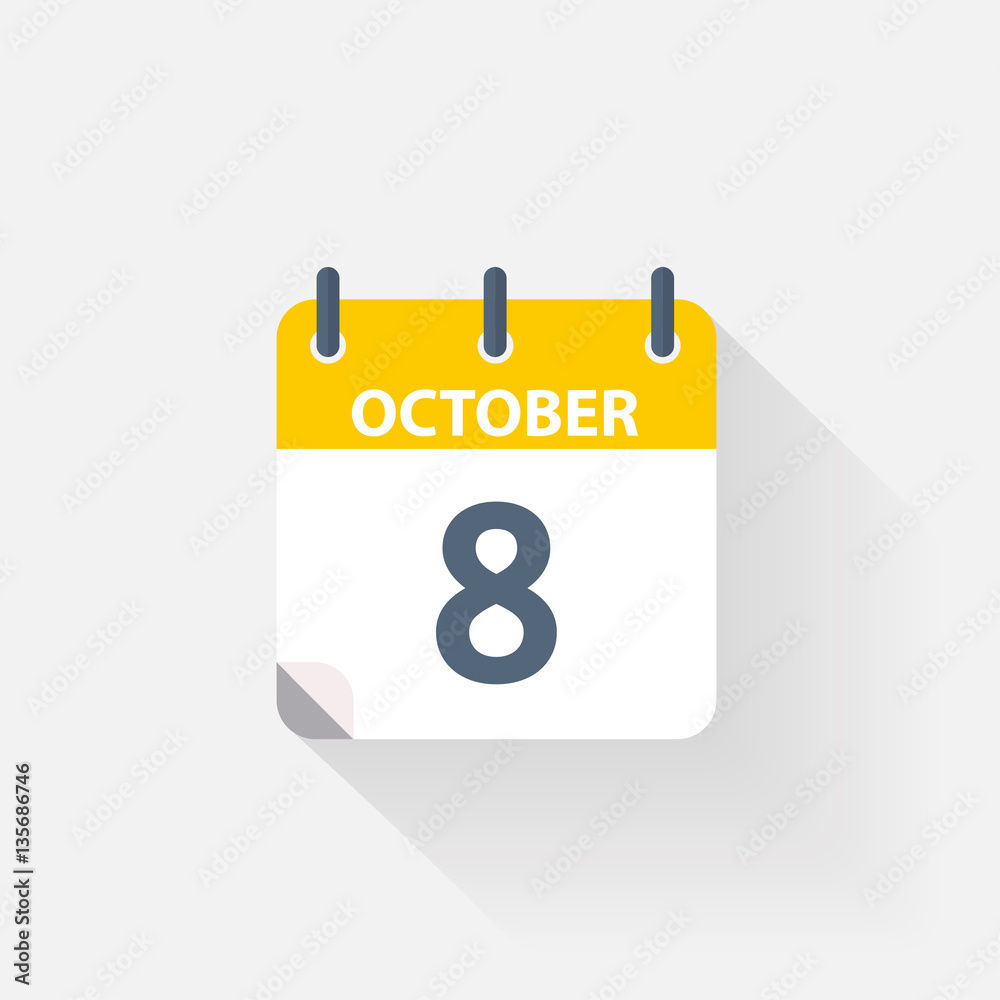 8 october calendar icon Stock Vector | Adobe Stock