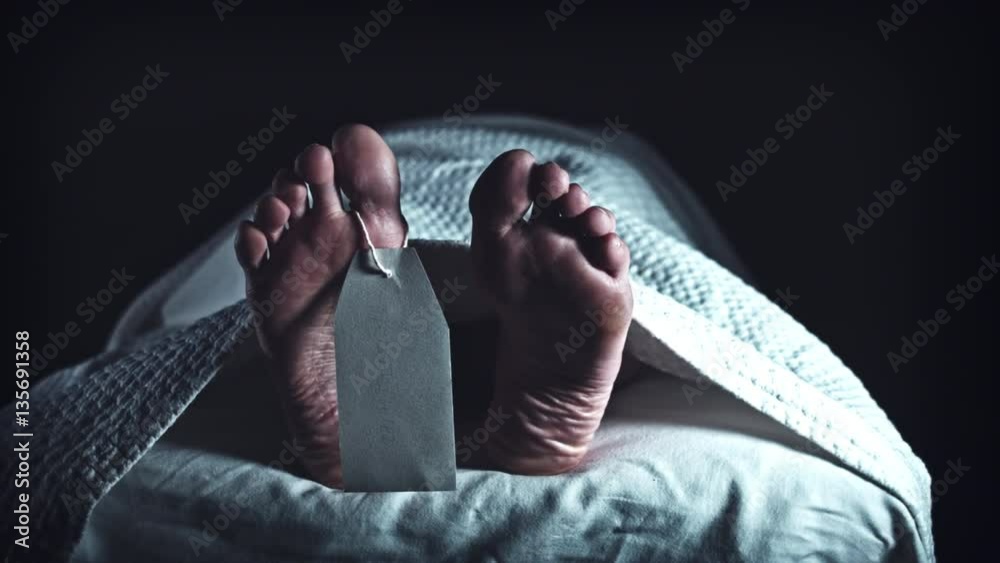 4K Crime Morgue Dead Body Feet with Blank Tag, dolly Stock ビデオ | Adobe ...