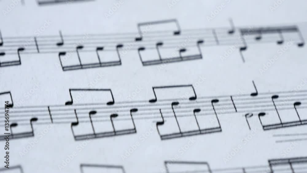 Vidéo Stock Musical score, or sheet music, showing the five-line staff ...