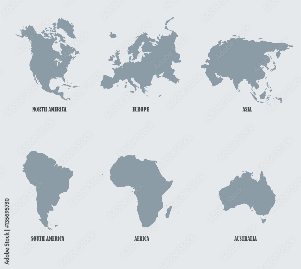Continents map Stock Illustration | Adobe Stock