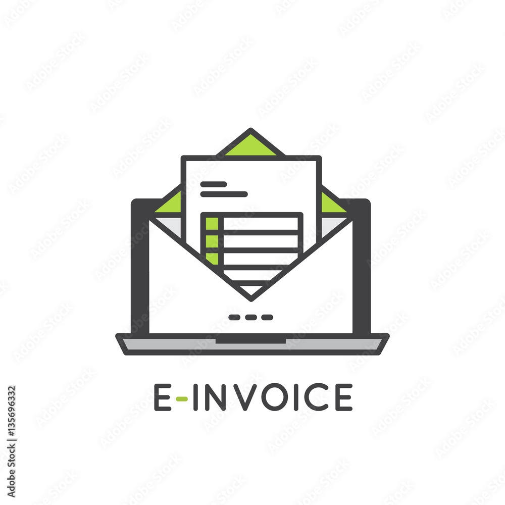 Vector Icon Style Illustration Concept of Electronic E-Invoice Mail ...