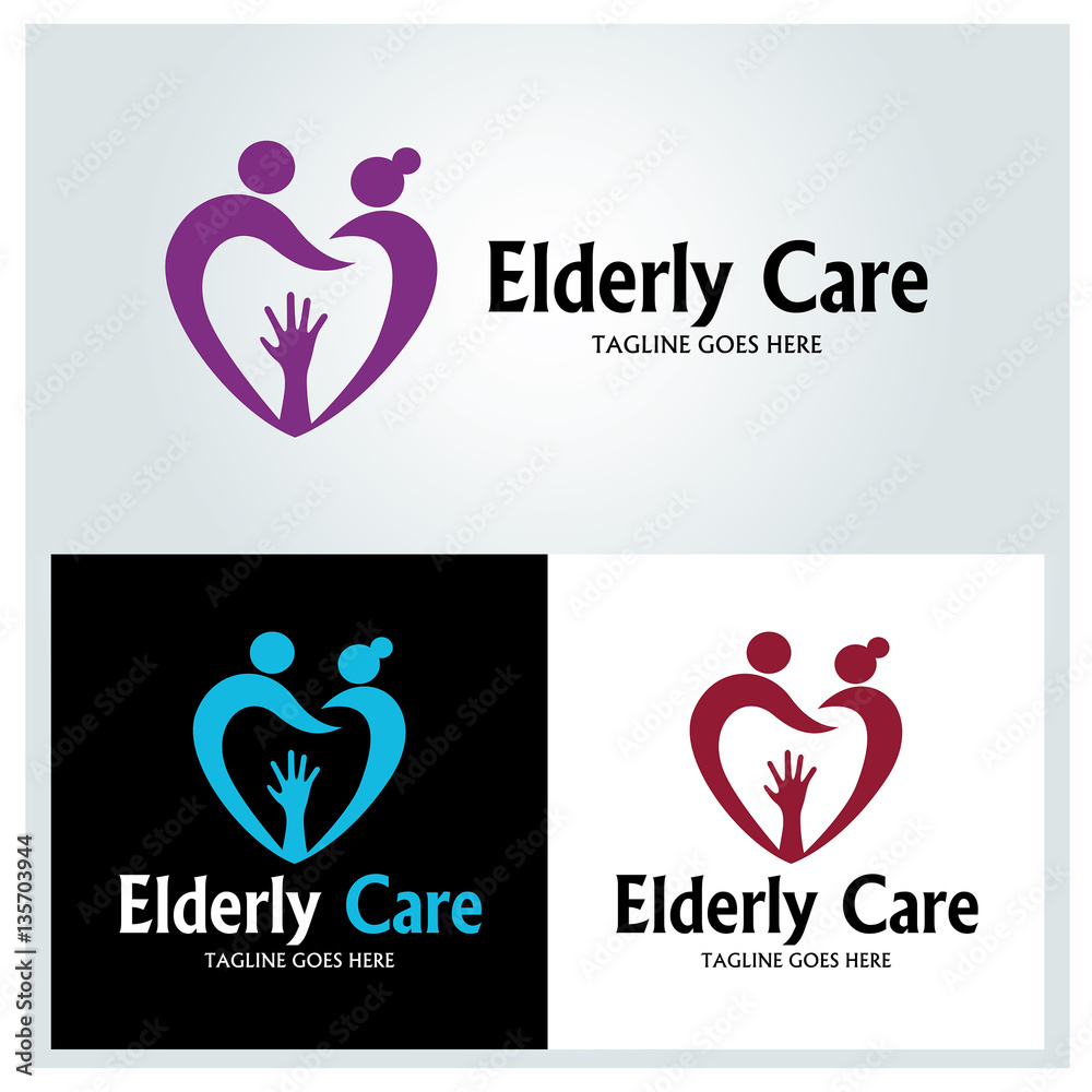 Vecteur Stock Elderly care logo design template, Vector illustration ...