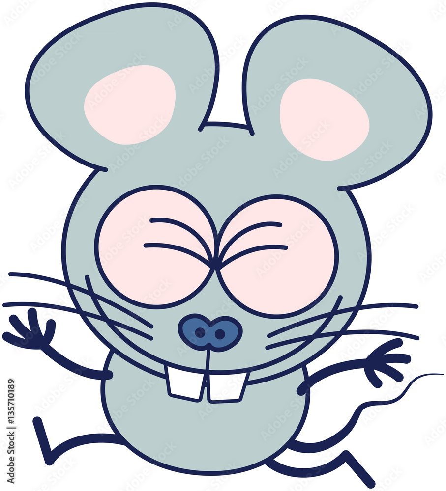 Cute gray mouse in minimalistic style with huge rounded ears and big ...