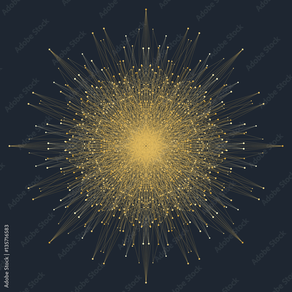 Fractal element with connected lines and dots. Big data complex. Virtual background ...