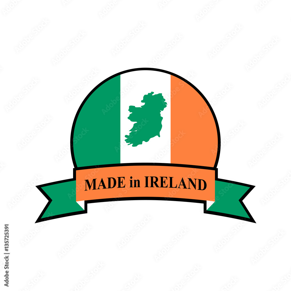 Mde in Ireland emblem. Irish flag sign. National tape. Logo for Stock ...