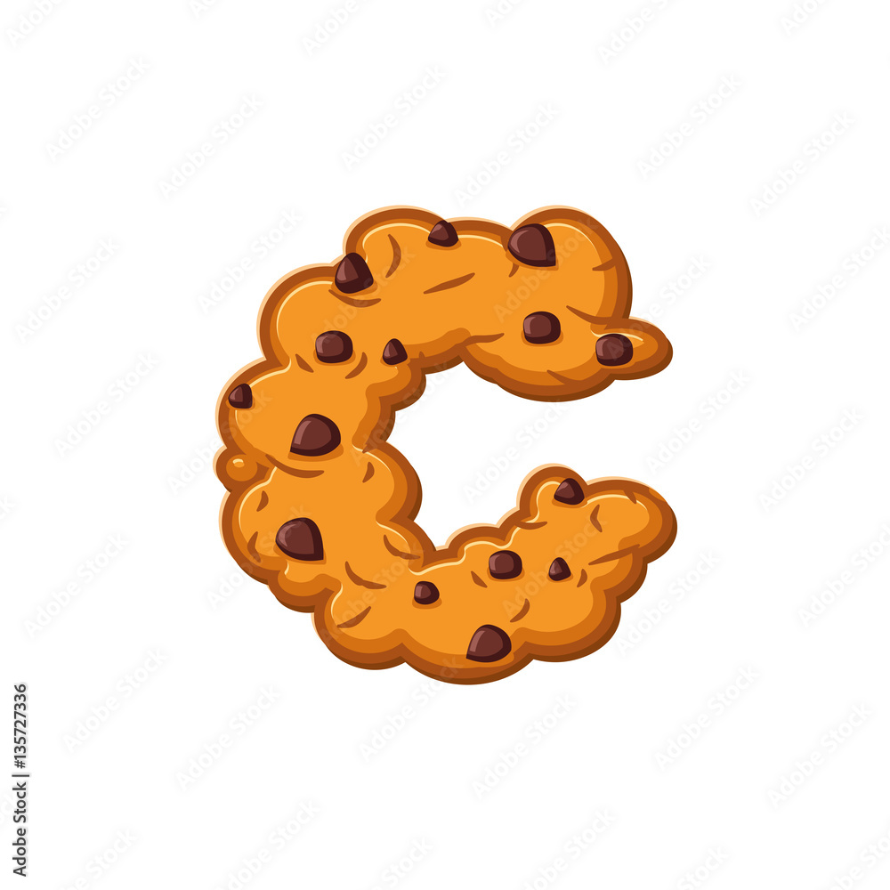 C letter cookies. Cookie font. Oatmeal biscuit alphabet symbol. Stock ...