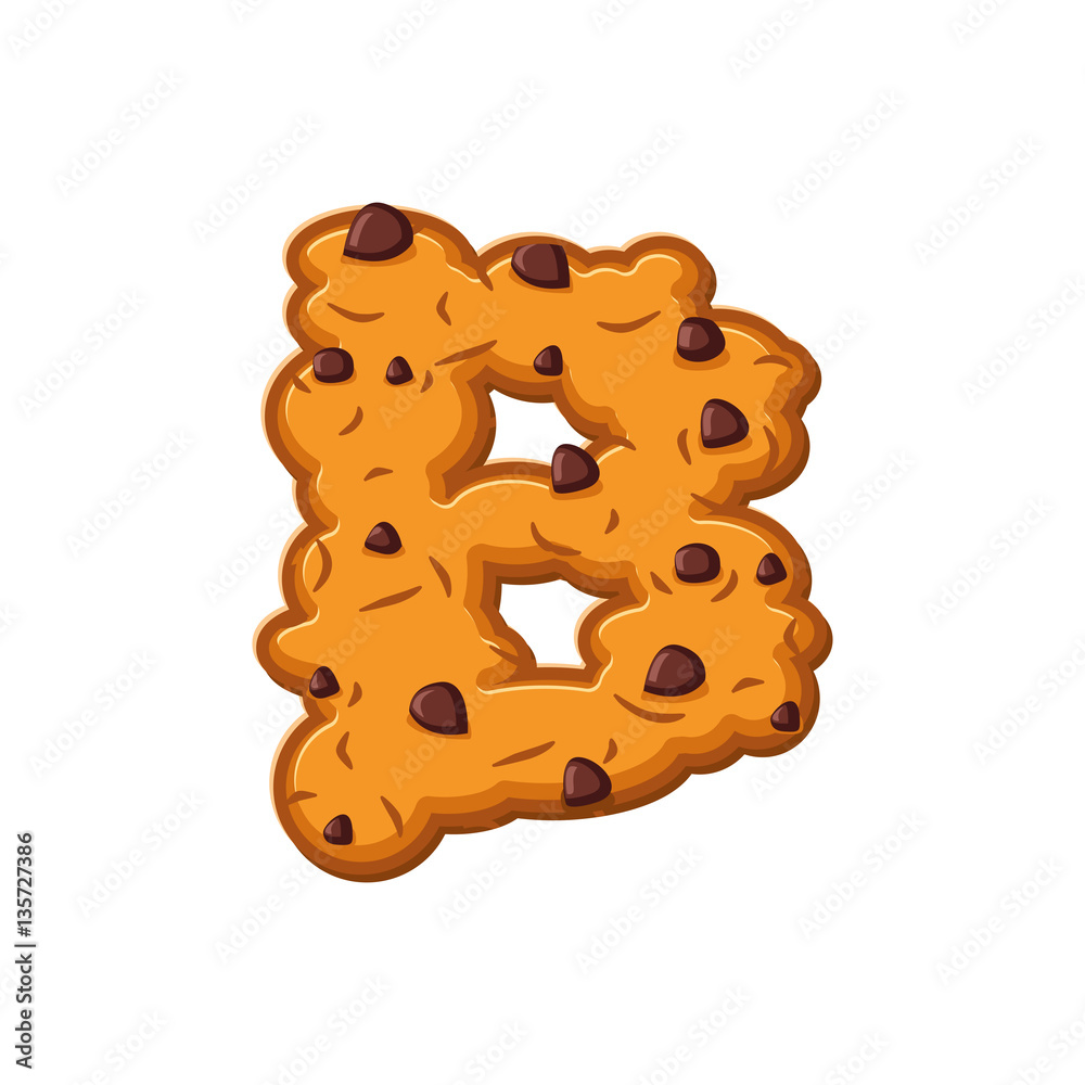 B letter cookies. Cookie font. Oatmeal biscuit alphabet symbol. Stock ...