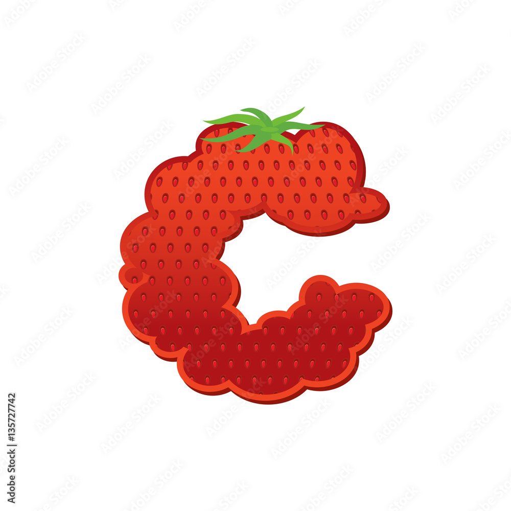Letter C Strawberry font. Red Berry lettering alphabet. Fruits A Stock ...
