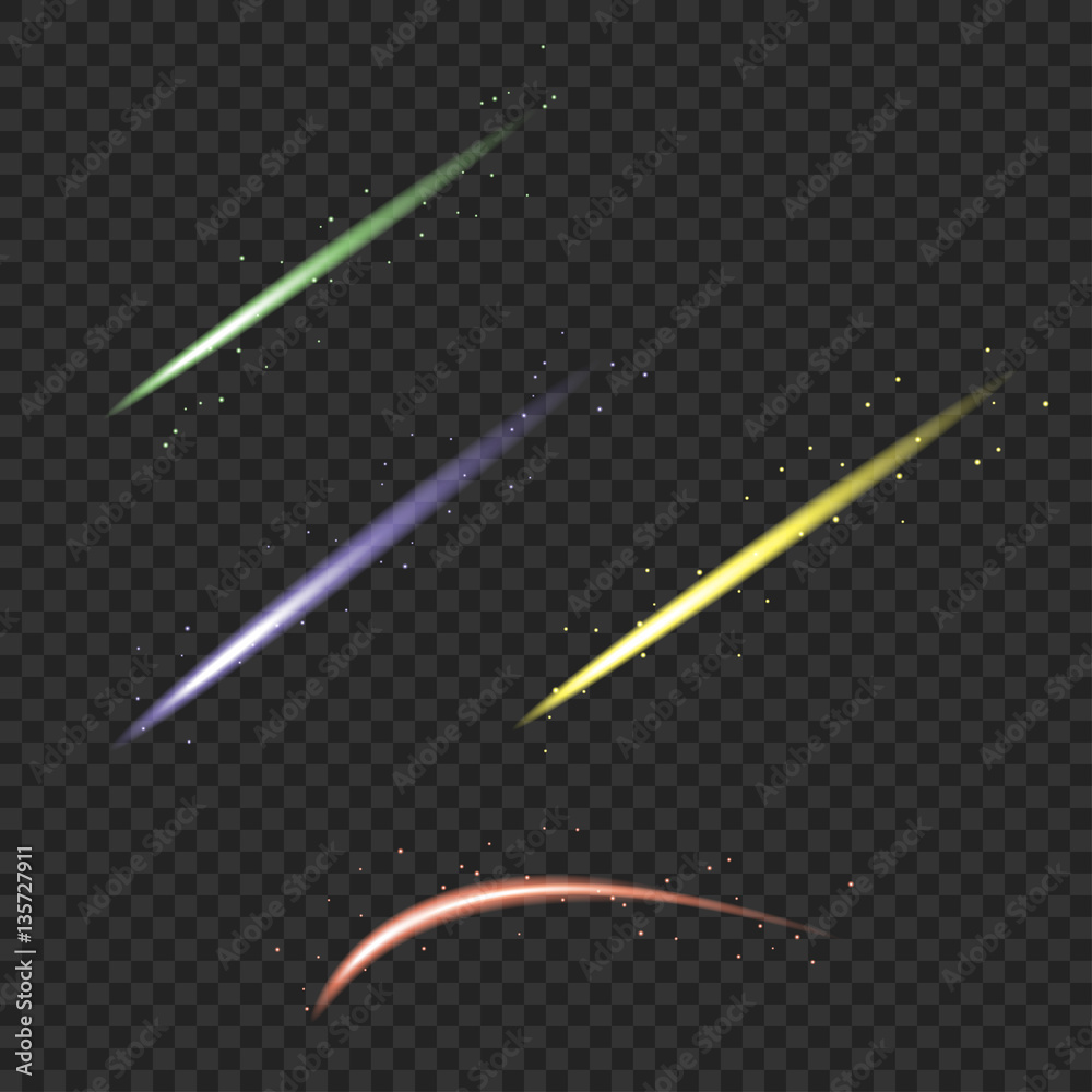 Color meteor and comet set. Vector illustration Stock Vector | Adobe Stock