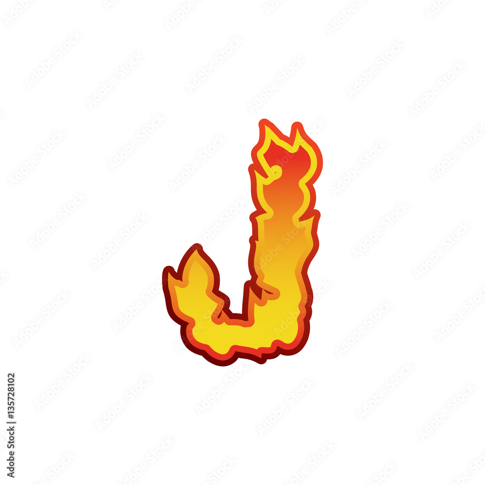Letter J fire. Flames font lettering. Tattoo alphabet character. Stock ...