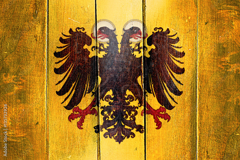 Vintage Holy roman empire flag on grunge wooden panel Stock ...