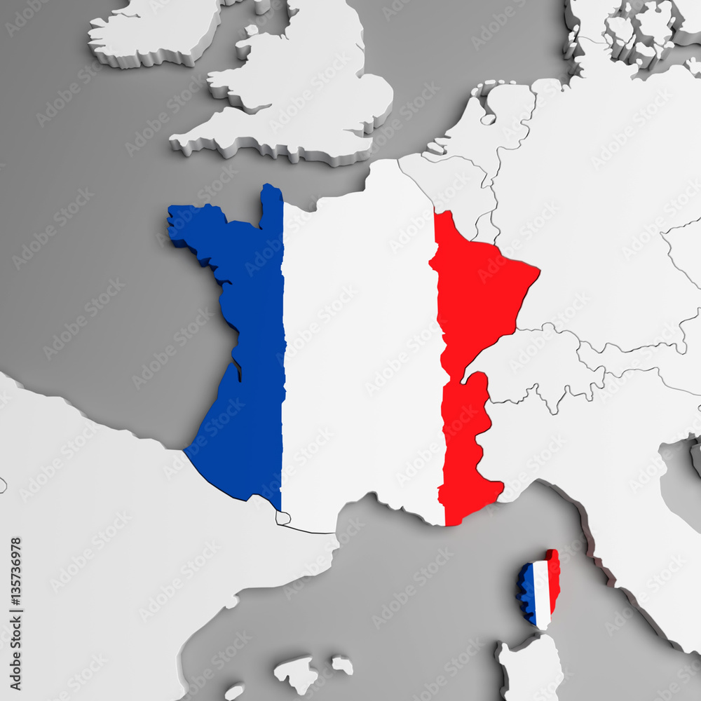 3D France map Stock Illustration | Adobe Stock