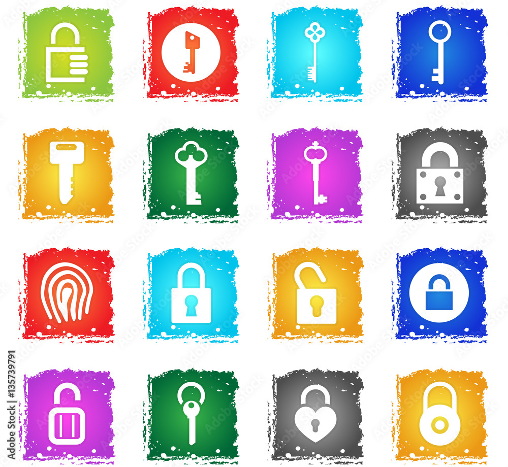 lock and key icon set Stock Vector | Adobe Stock
