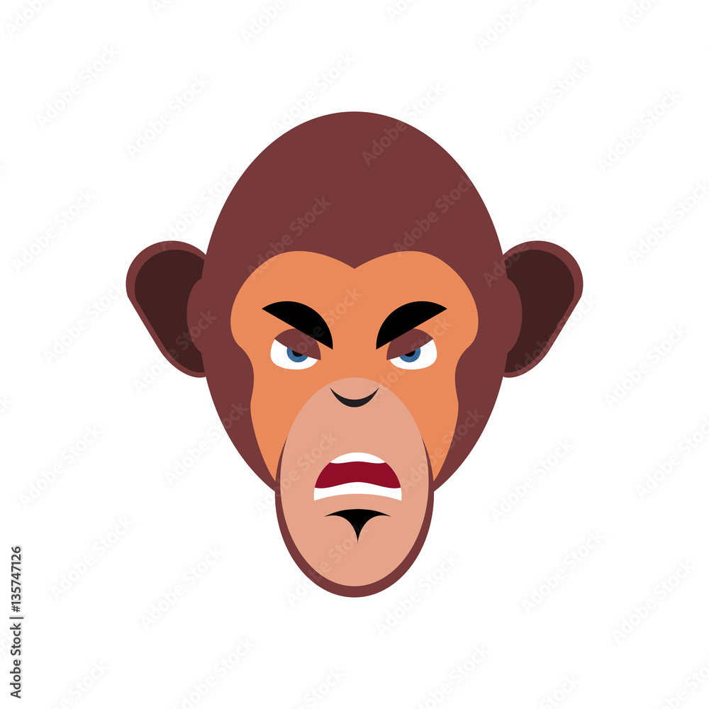 Monkey angry Emoji. marmoset aggressive emotion isolated. Chimpa Stock ...