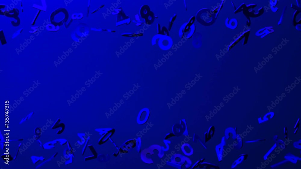 Blue Numbers On Blue Background. Loop able 3DCG render Animation. Stock ...