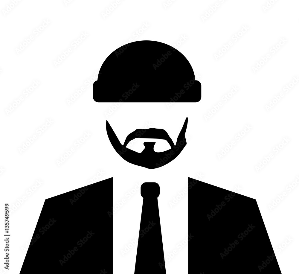 man wearing suit and tie and stocking cap Stock Vector | Adobe Stock