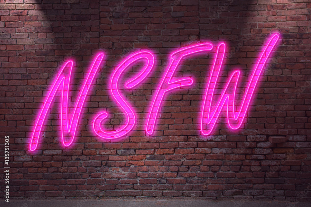 Leuchtreklame Not Safe For Work (NSFW) an Ziegelsteinmauer Stock ...