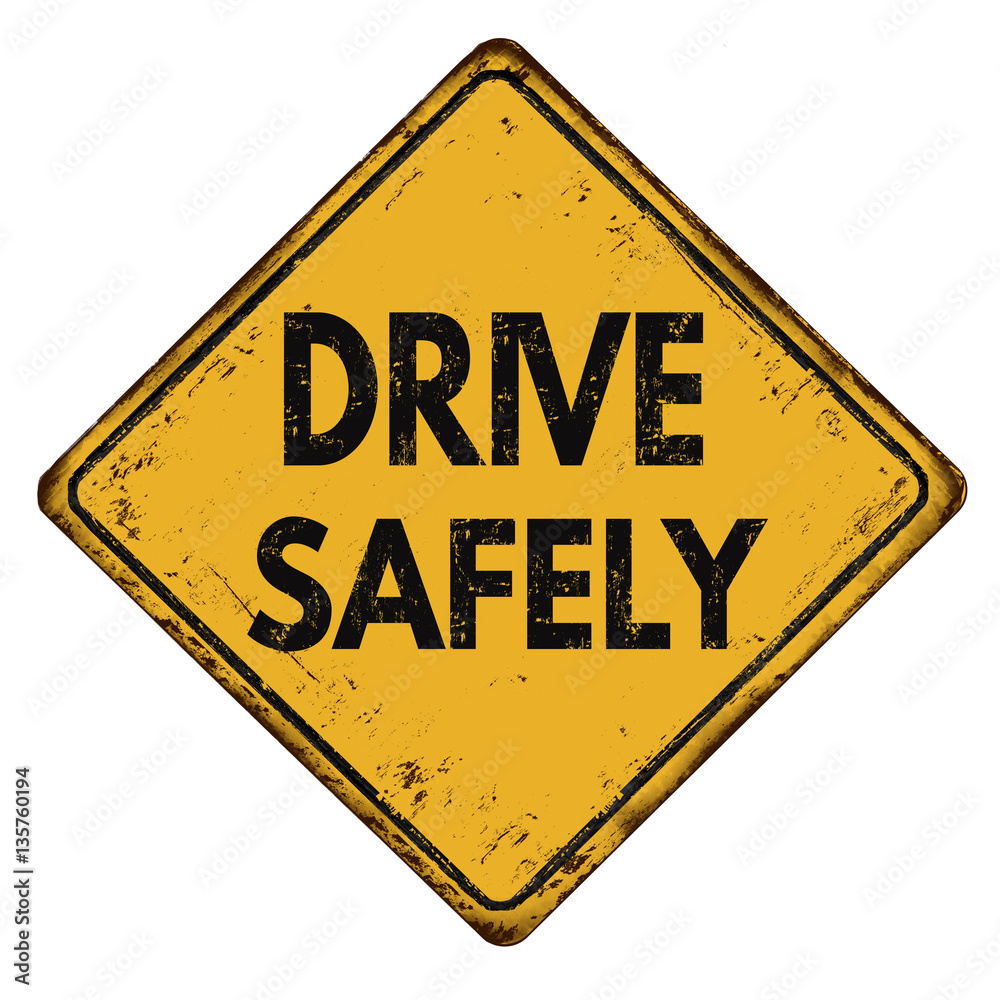 Drive safely vintage metallic sign vector de Stock | Adobe Stock