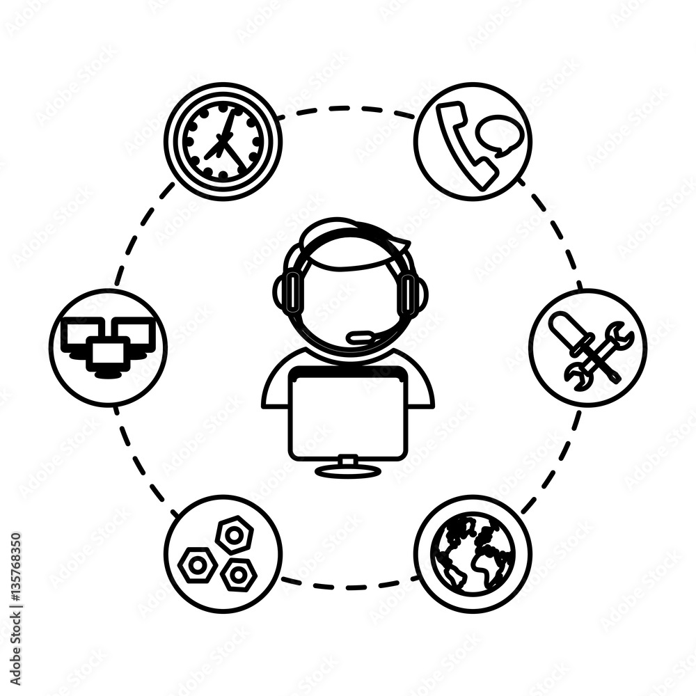technical service and call center icon, vector illustration image Stock ...