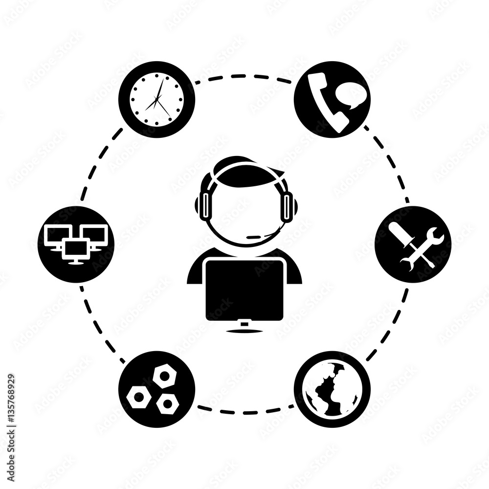technical service and call center icon, vector illustration image Stock ...