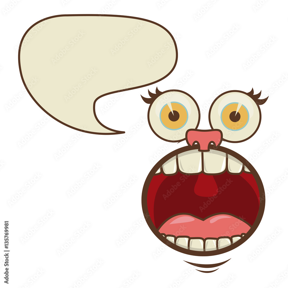 face cartoon gesture with dialog irregular box vector illustration ...