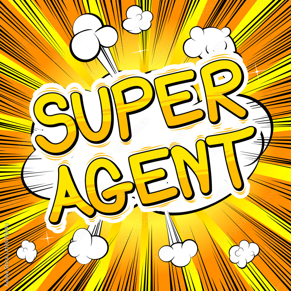 Super Agent - Comic book style word on abstract background. Stock ...