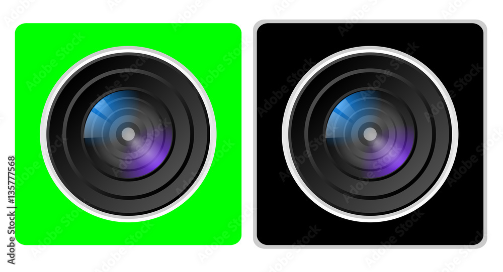 Lens camera On a background of green and black. Stock Photo | Adobe Stock